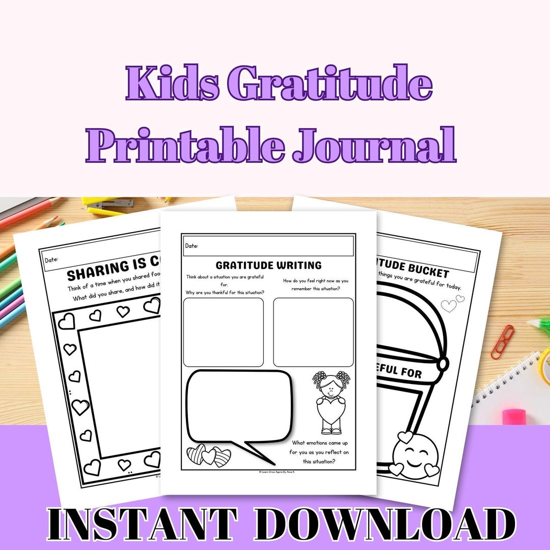 Kids Gratitude Printable Gratitude Journal Kids Gratitude Worksheets ...
