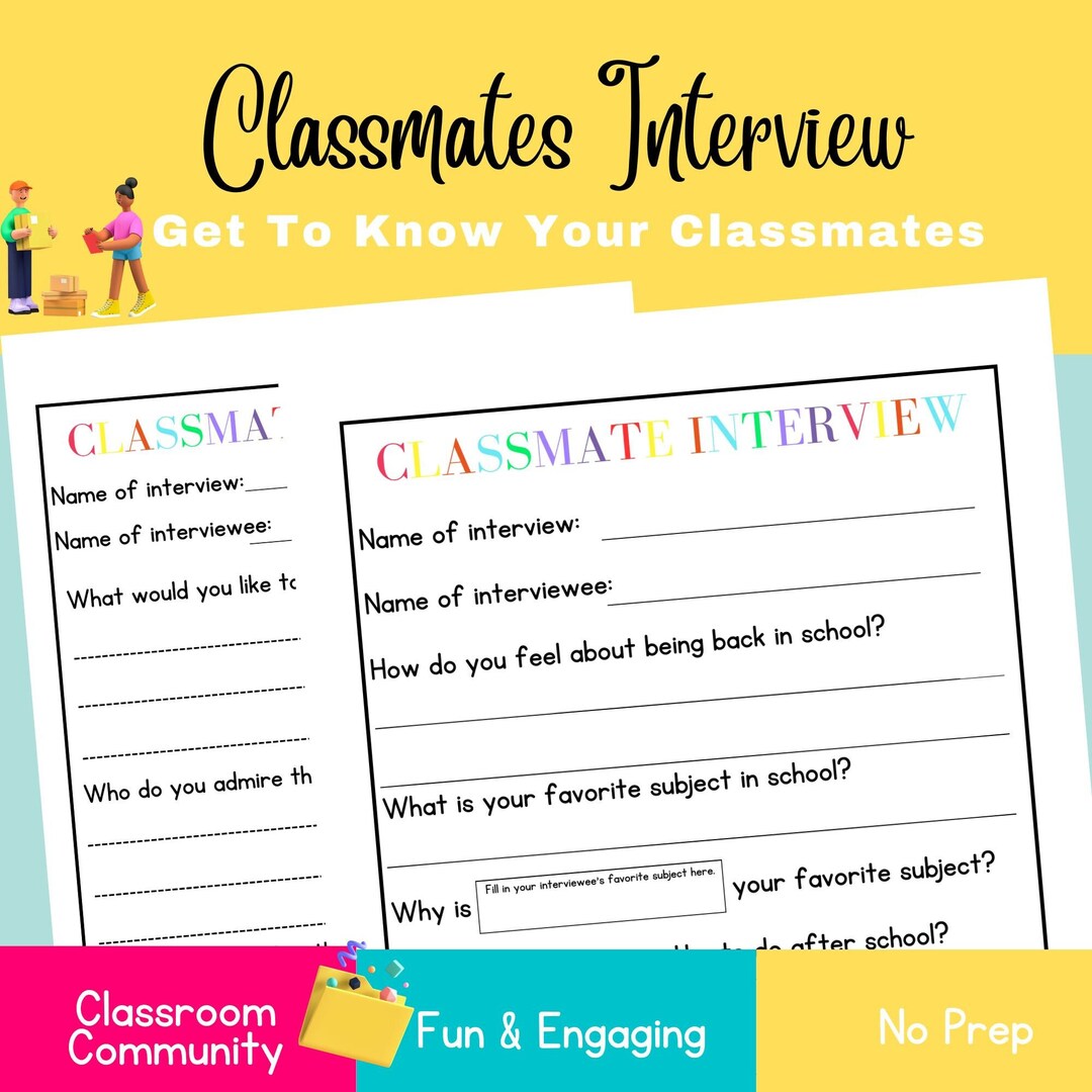 Interview A Friend Worksheets, Back to School Interview A Friend ...