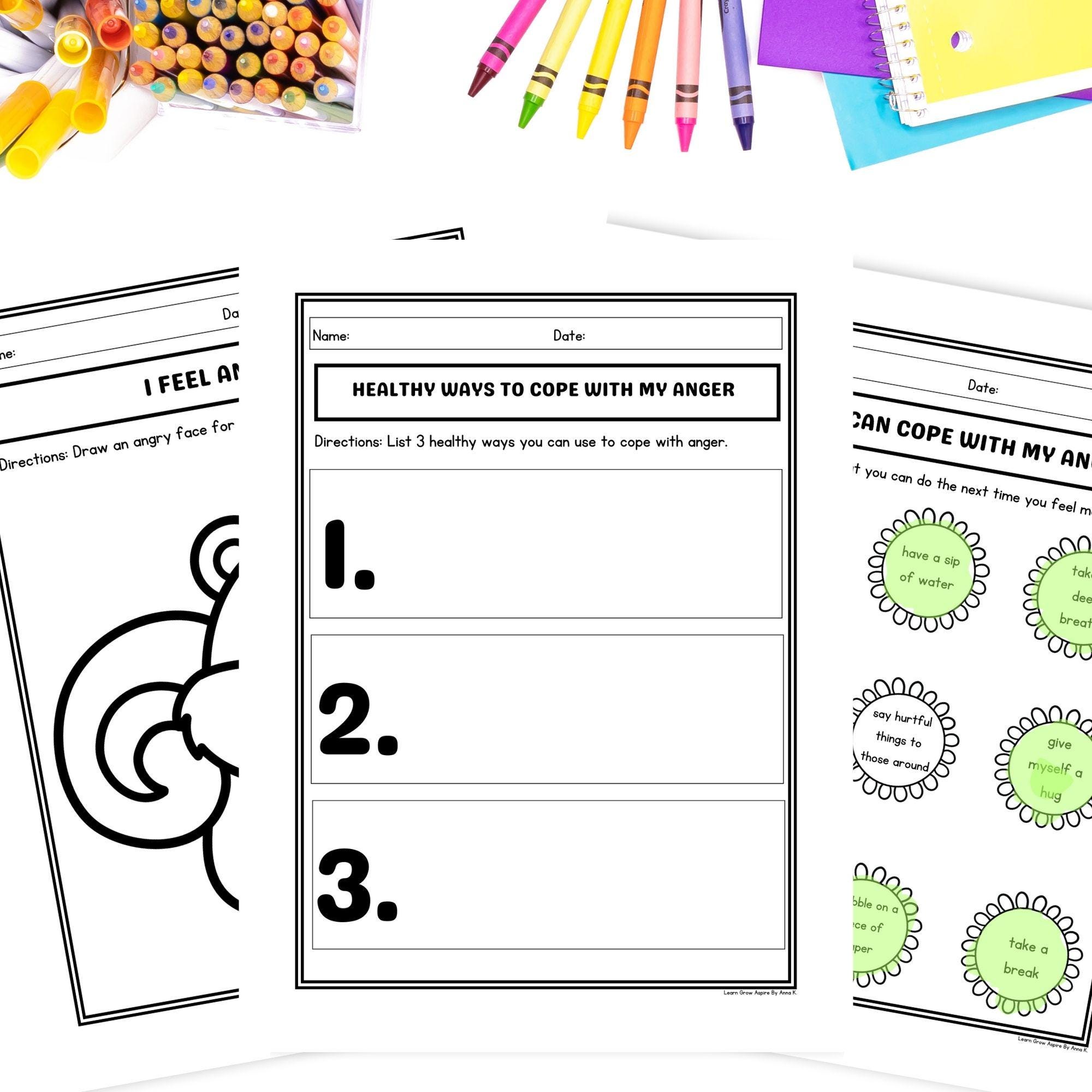 Anger Management for Kids Worksheets, Emotional Regulation Worksheets ...