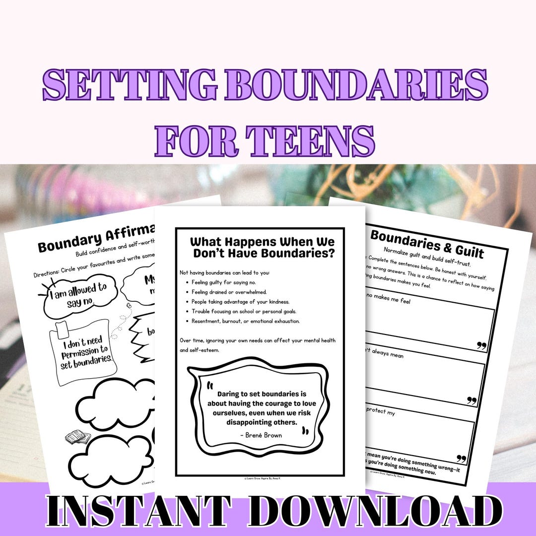 Setting Boundaries for Teens Worksheets Printable PDF Healthy ...