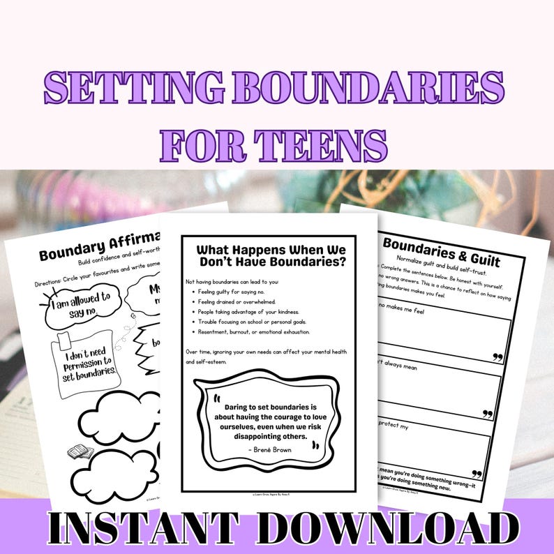 Setting Boundaries for Teens Worksheets Printable PDF Healthy ...