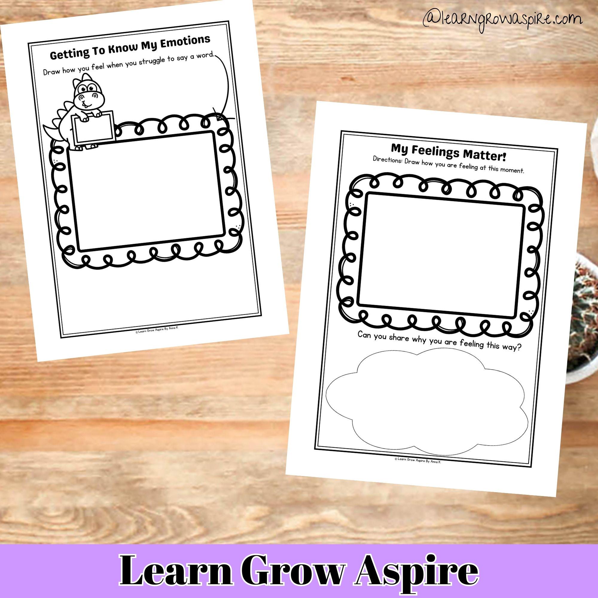 Dinosaur Feelings Worksheets for Kids Printable PDF Emotion ...