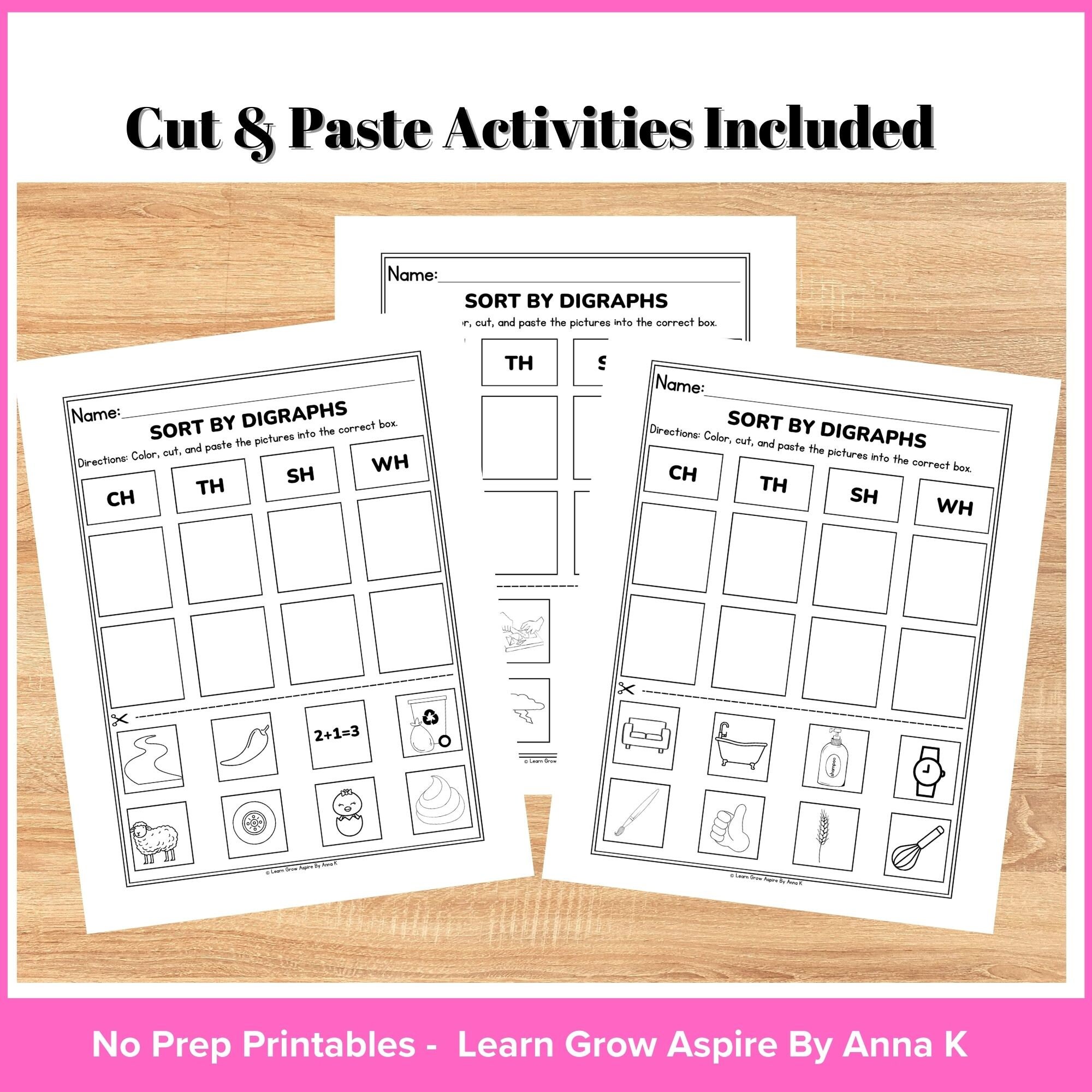 Digraph Worksheets Ch, Sh, Th, Wh Digraph PRINTABLE Worksheets for ...