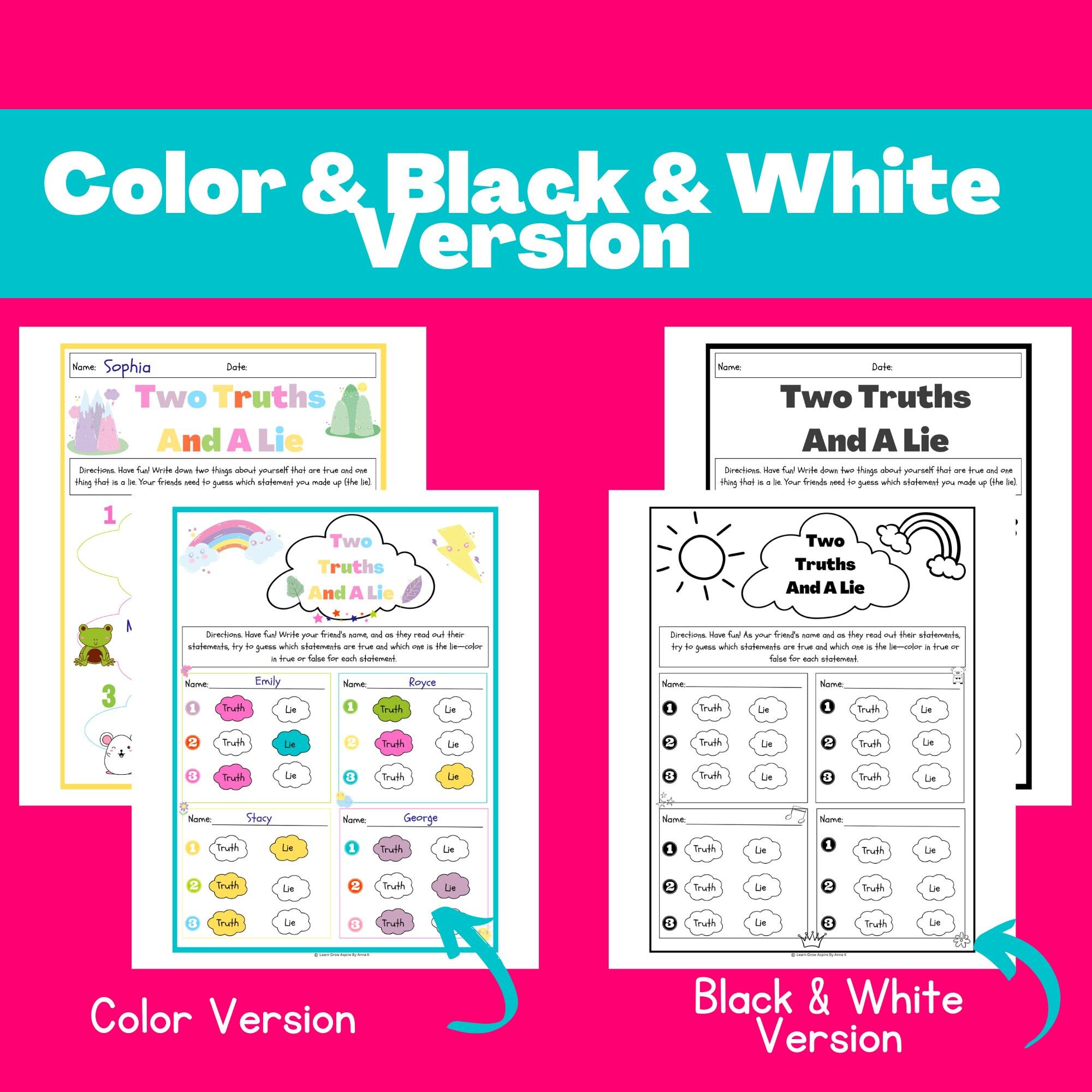 Two Truths and A Lie Game Back to School Icebreaker First - Etsy Canada