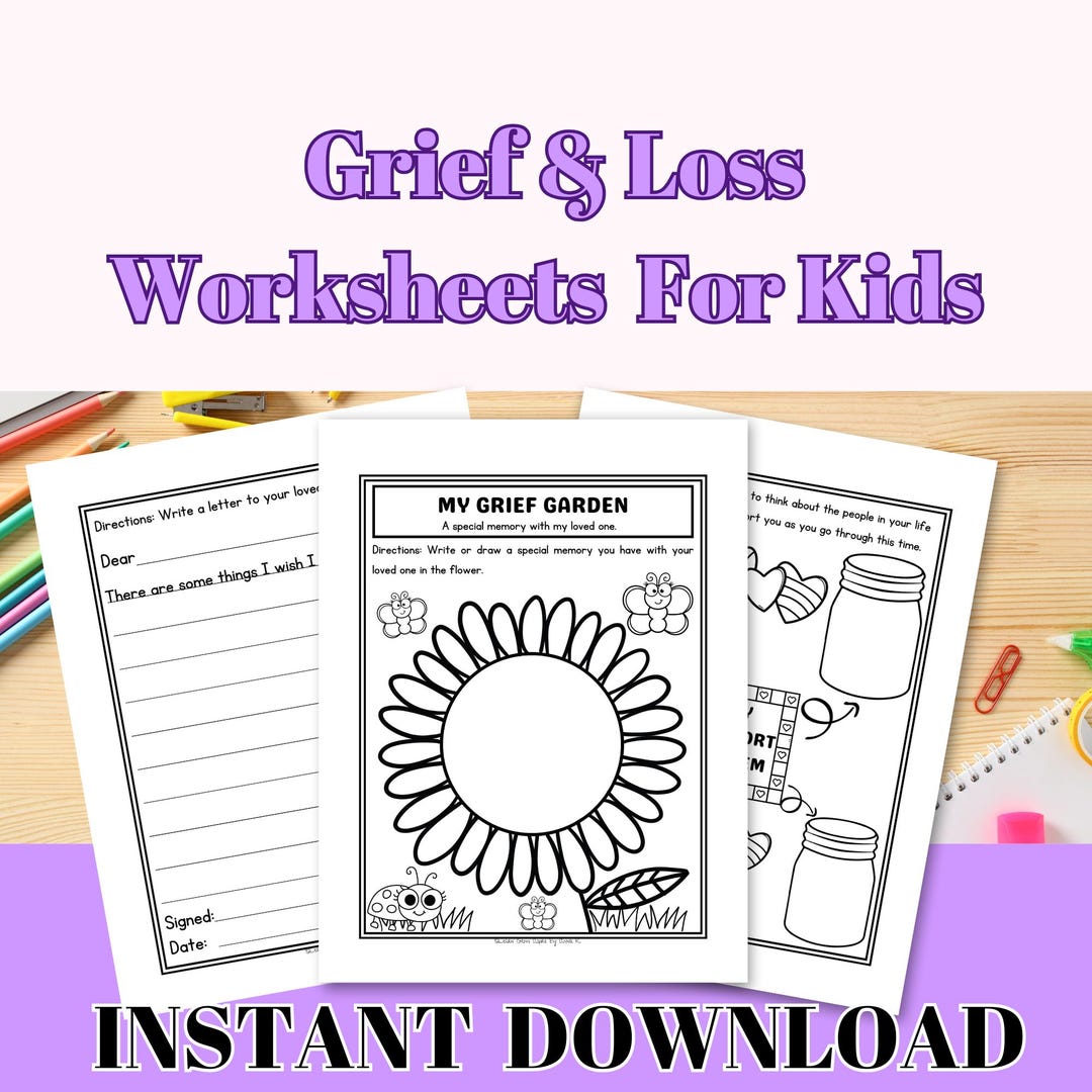 Kids Grief and Loss Worksheets: Coping & Memory Book (digital Download ...