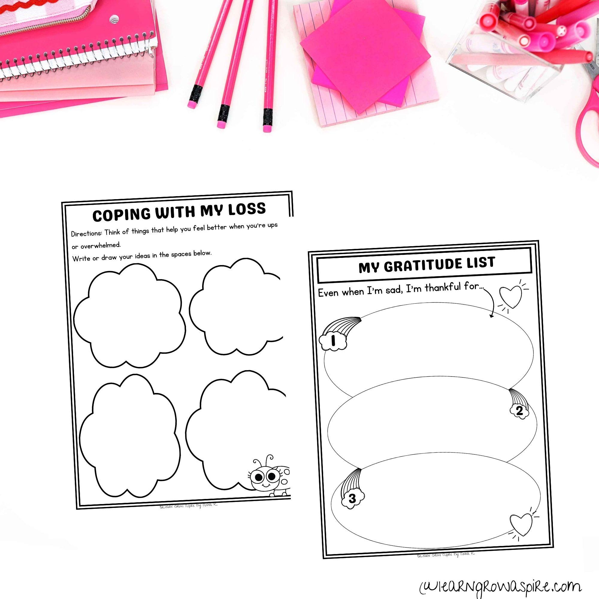 Grief and Loss Worksheets for Kids Printable, Coping Skills Activities ...