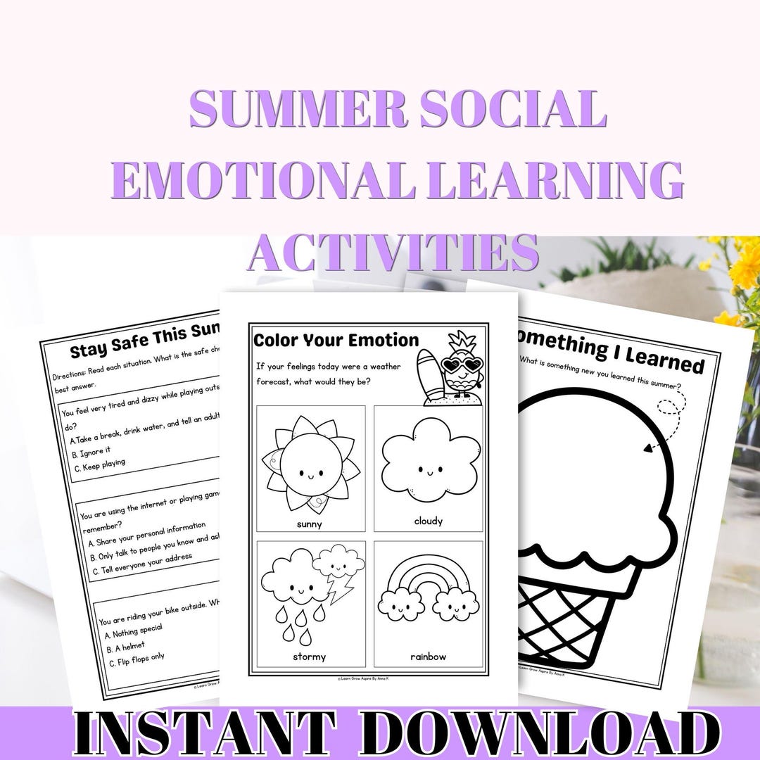 Summer Social Emotional Learning Activities & Worksheets for Kids ...