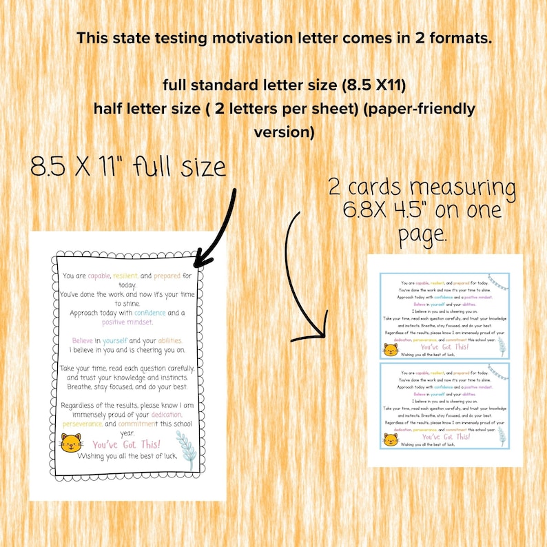 State Testing Encouragement Letter: Teacher to Student Motivation ...