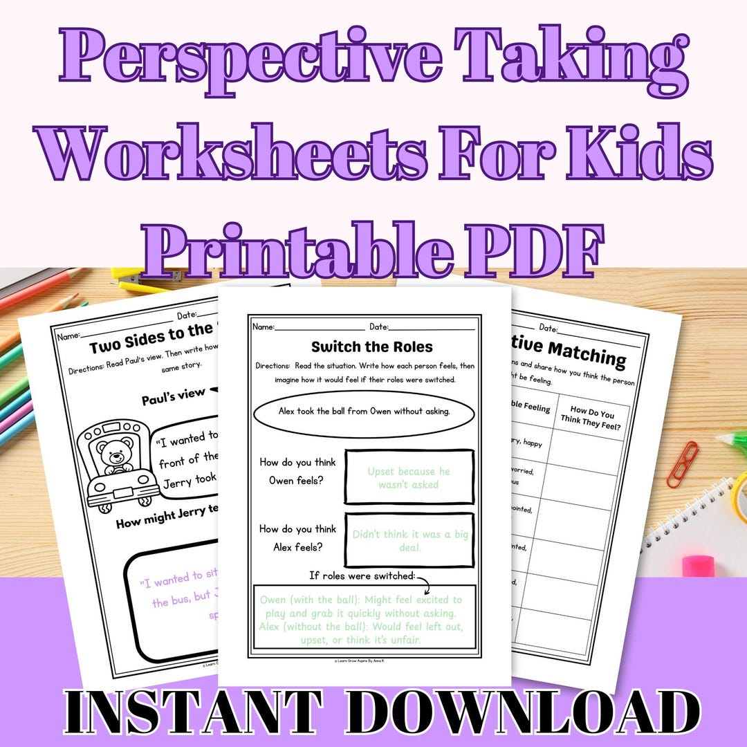 Perspective Taking Worksheets: Social Skills Activities for Kids ...