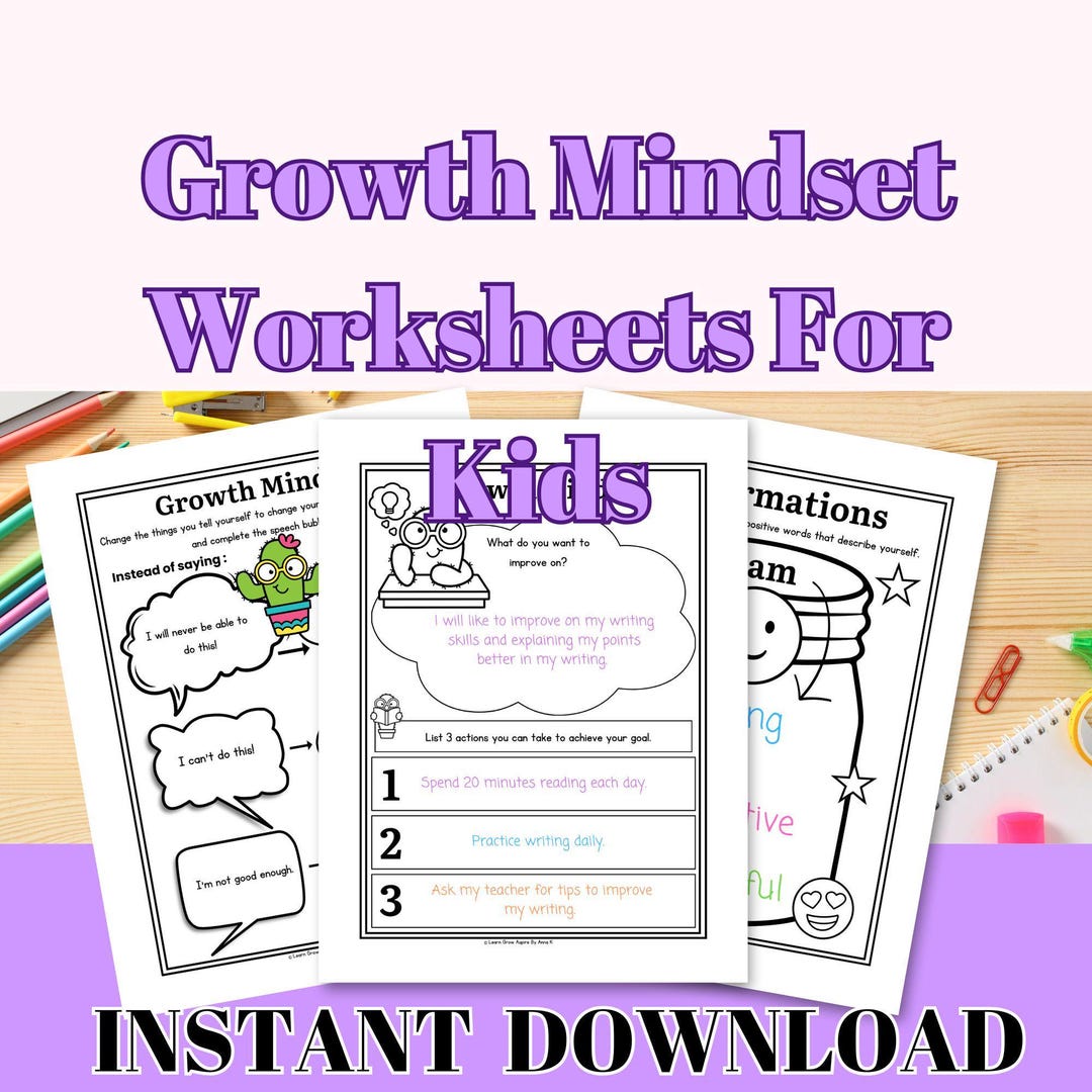 Growth Mindset Worksheets for Kids: Power of yet Activities (digital ...