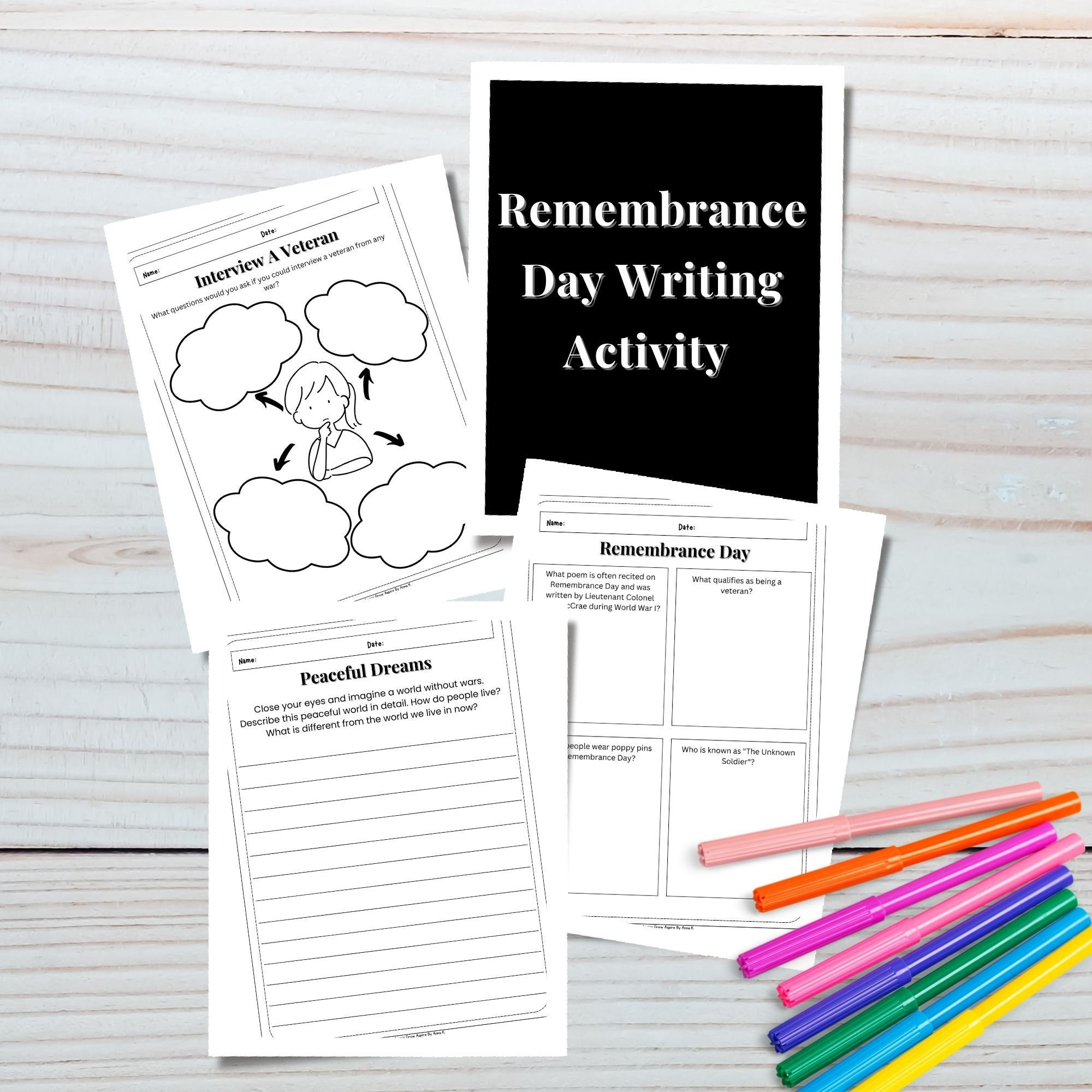 Remembrance Day Activity for Kids, Kids Remembrance Day Writing ...