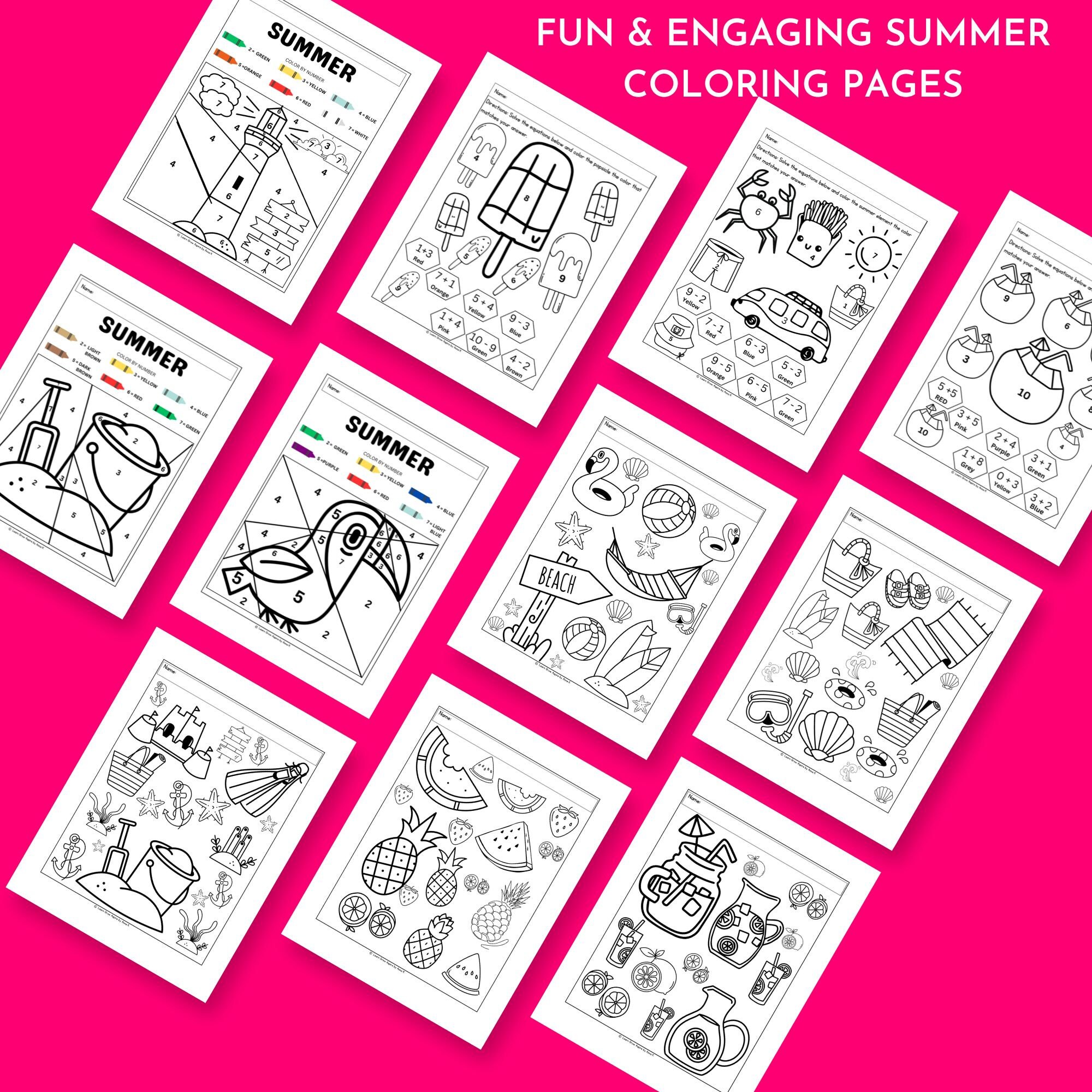16 Summer Coloring Pages for Kids, Kids Summer Coloring Pages, Summer ...