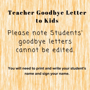 End of Year Teacher Goodbye Letter to Students (PDF) - Etsy