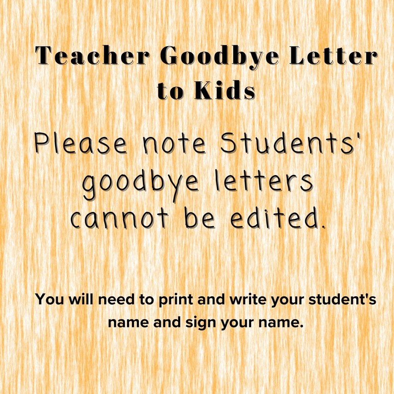 End of Year Teacher Goodbye Letter to Students (PDF) - Etsy