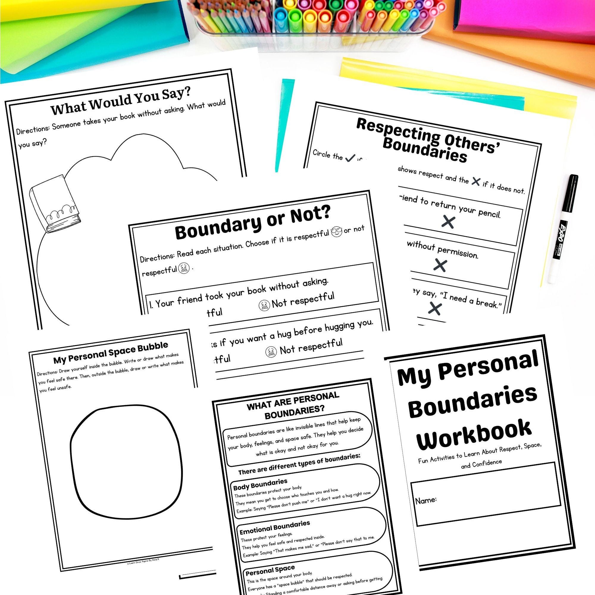 Personal Boundaries Worksheets for Kids Printable PDF Social Story ...