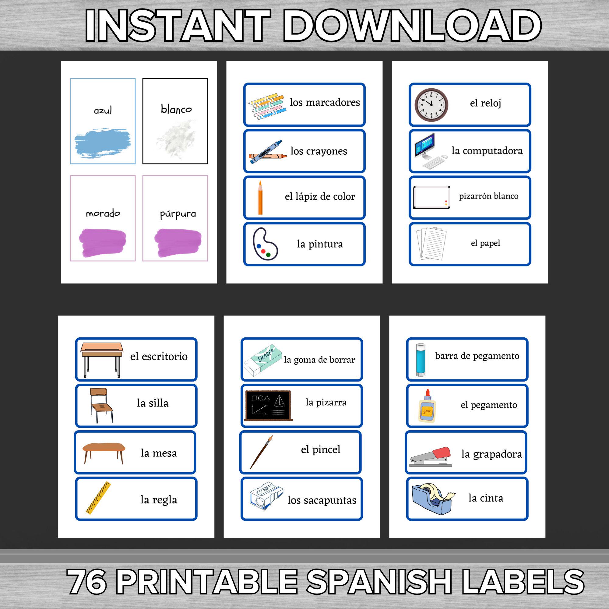 Spanish Classroom Signs: Days, Months, Colors (printable PDF) - Etsy