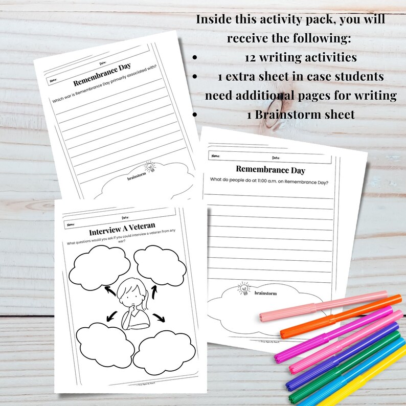 Remembrance Day Activity for Kids, Kids Remembrance Day Writing ...