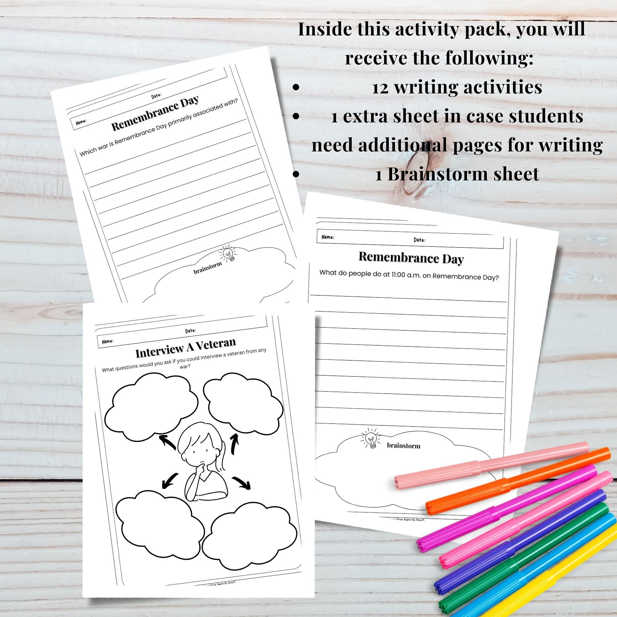 Remembrance Day Activity for Kids, Kids Remembrance Day Writing ...