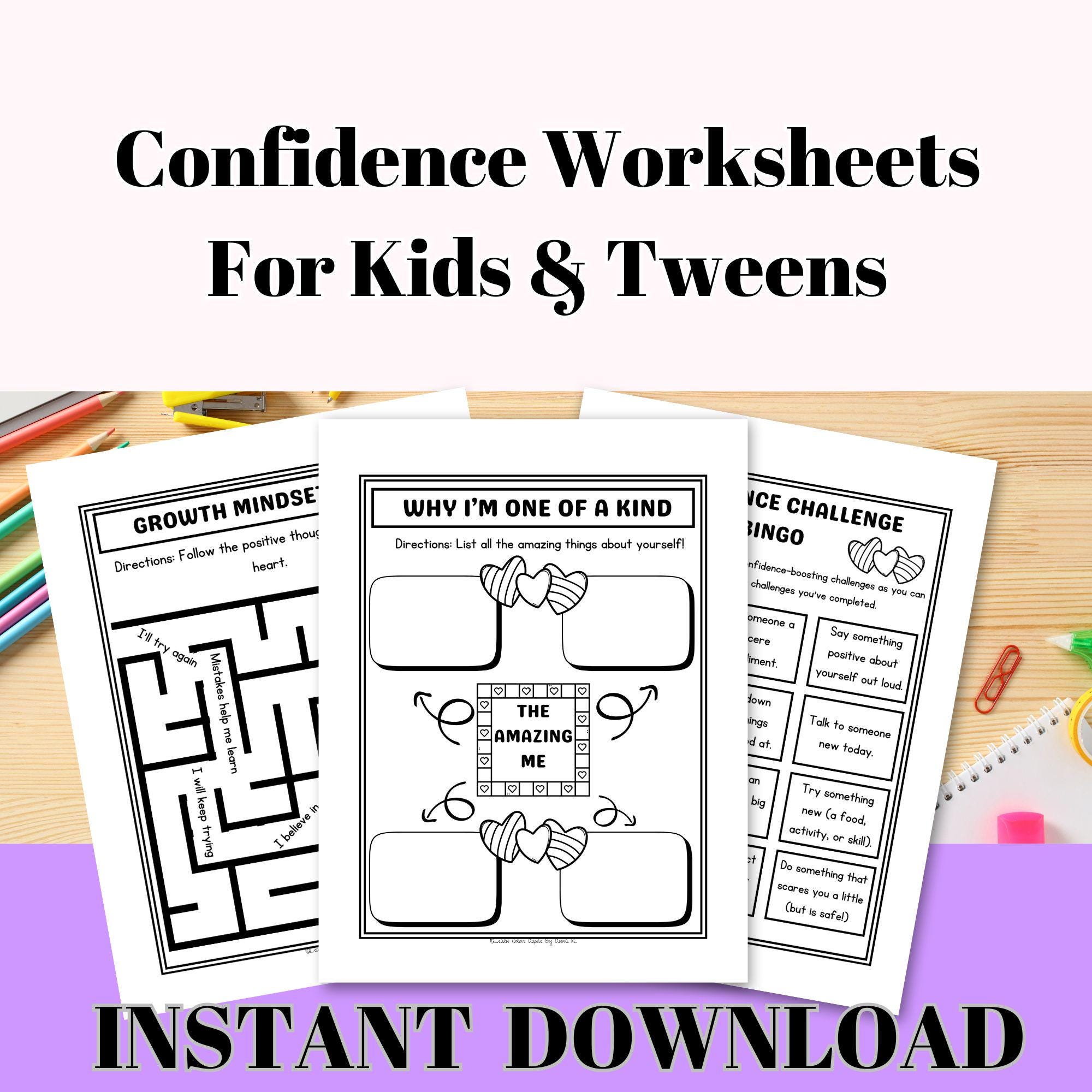 Self Esteem Worksheets for Kids Printable PDF Download Confidence ...