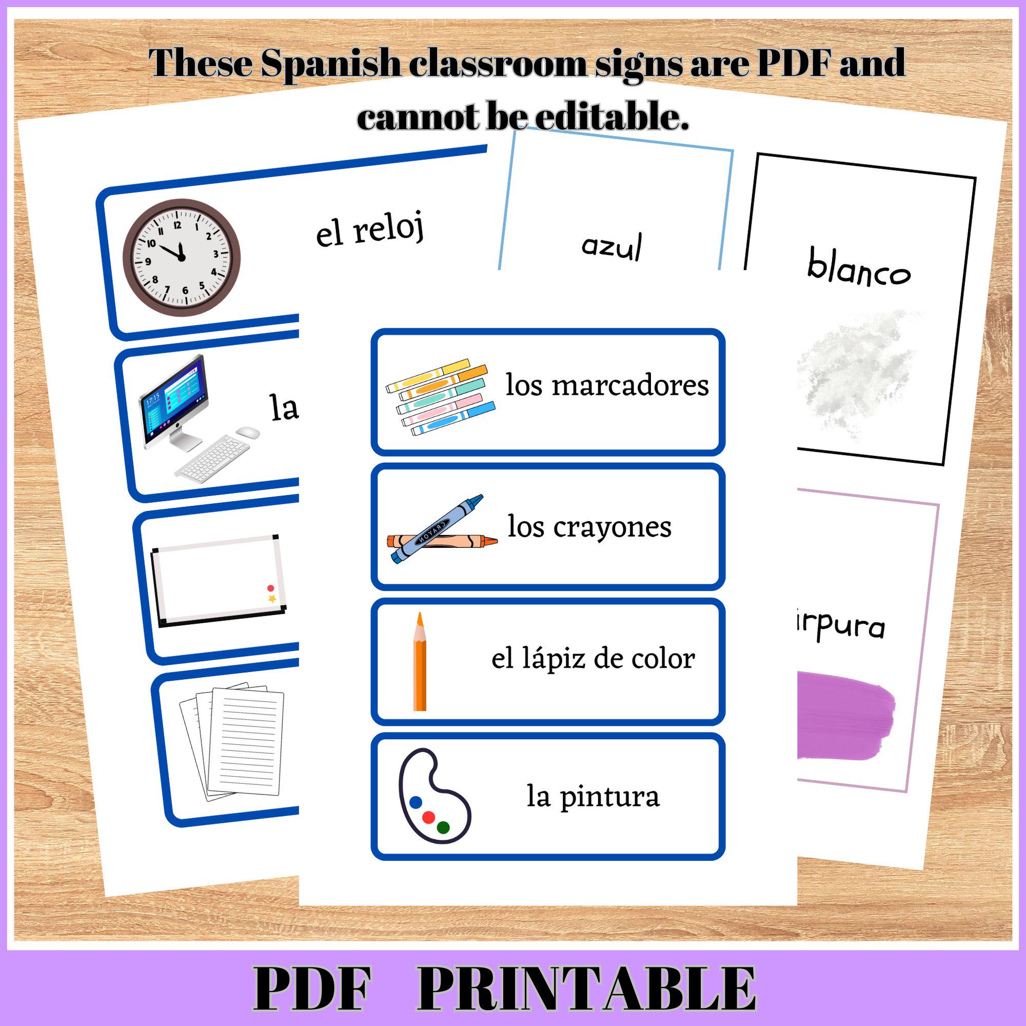 Spanish Classroom Signs: Days, Months, Colors (printable PDF) - Etsy