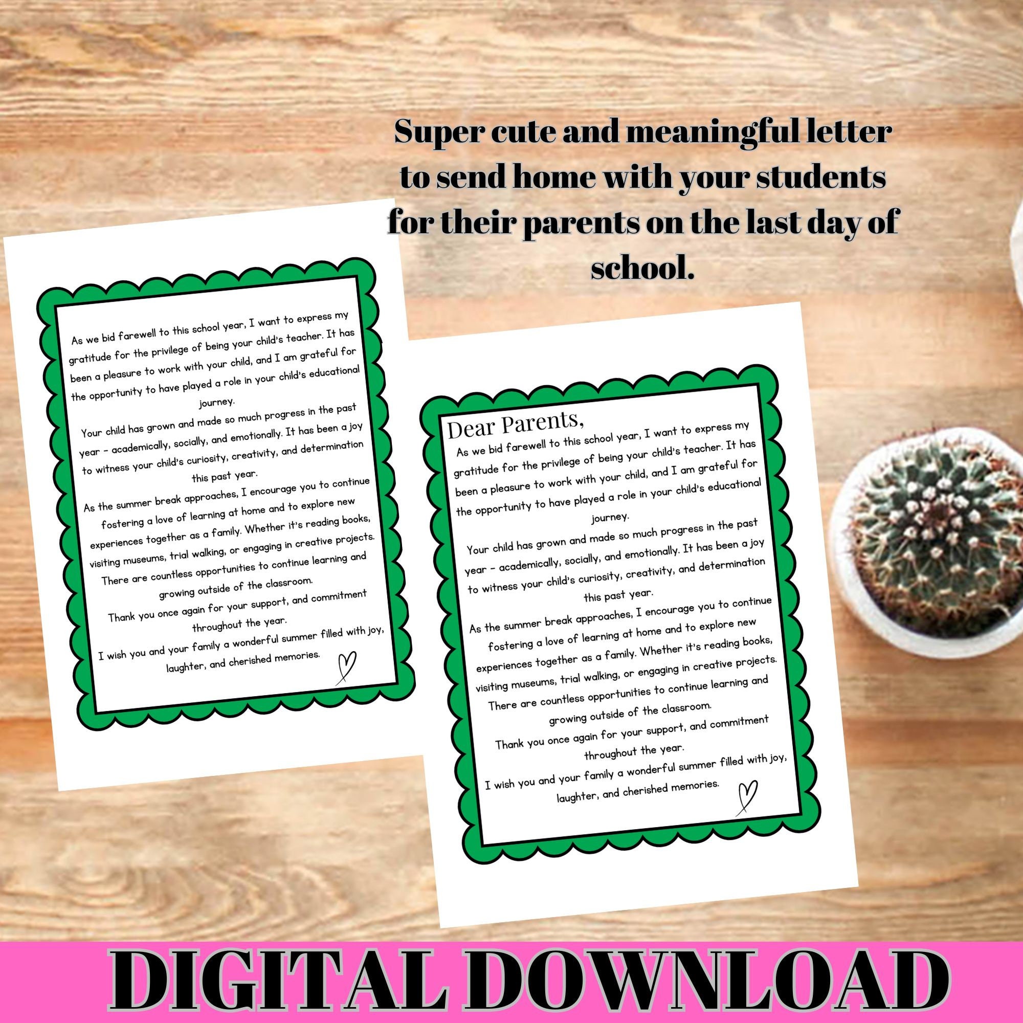 Thank You Letter From Teacher to Parents, Teacher Parent Letter End of ...