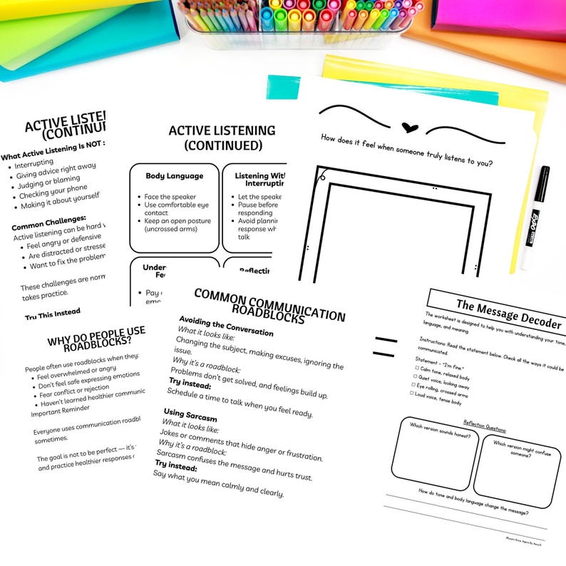 Effective Communication Worksheets for Teens Therapy PDF Printable - Etsy