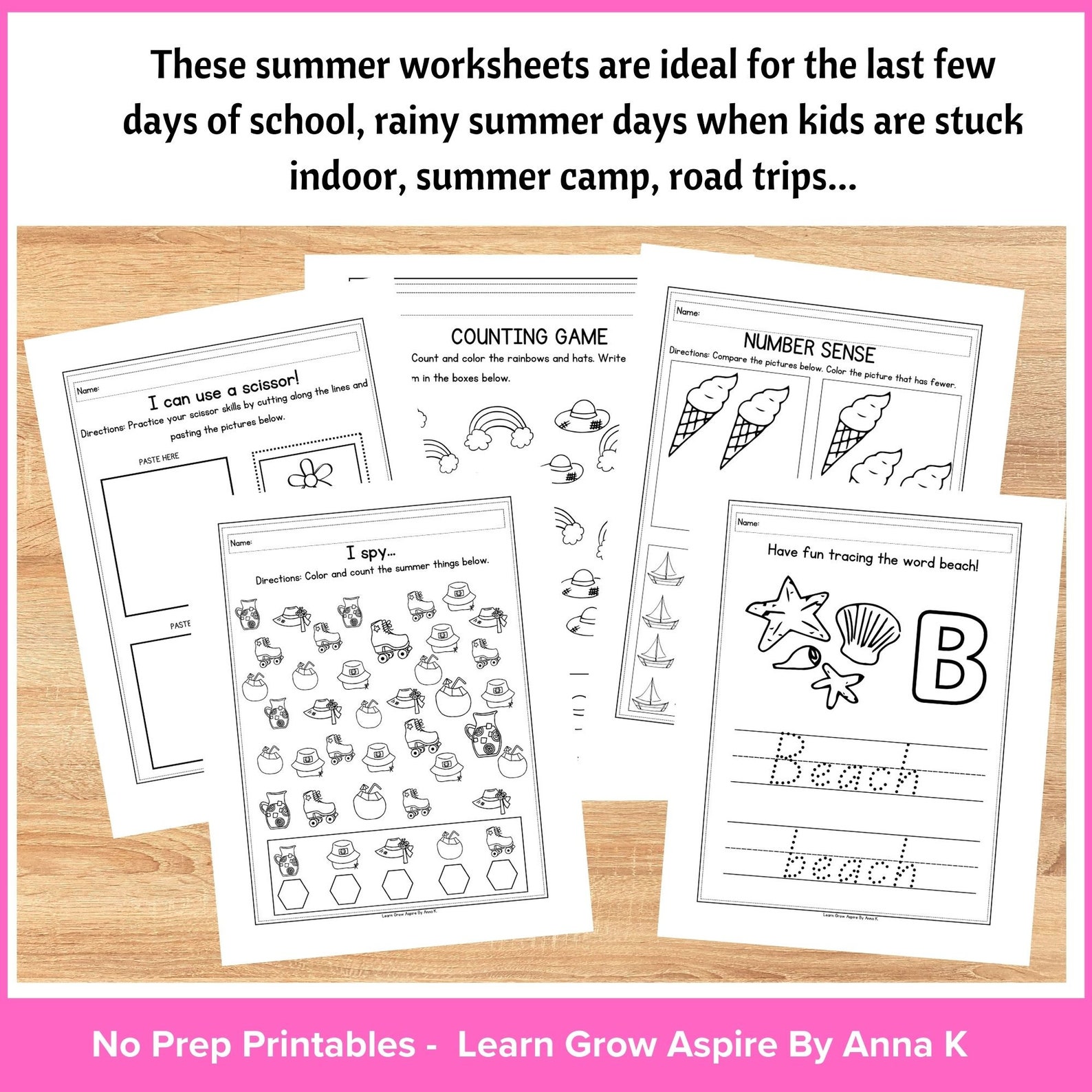 45 Fun Summer Activities, Kindergarten, First Grade Summer Packet ...