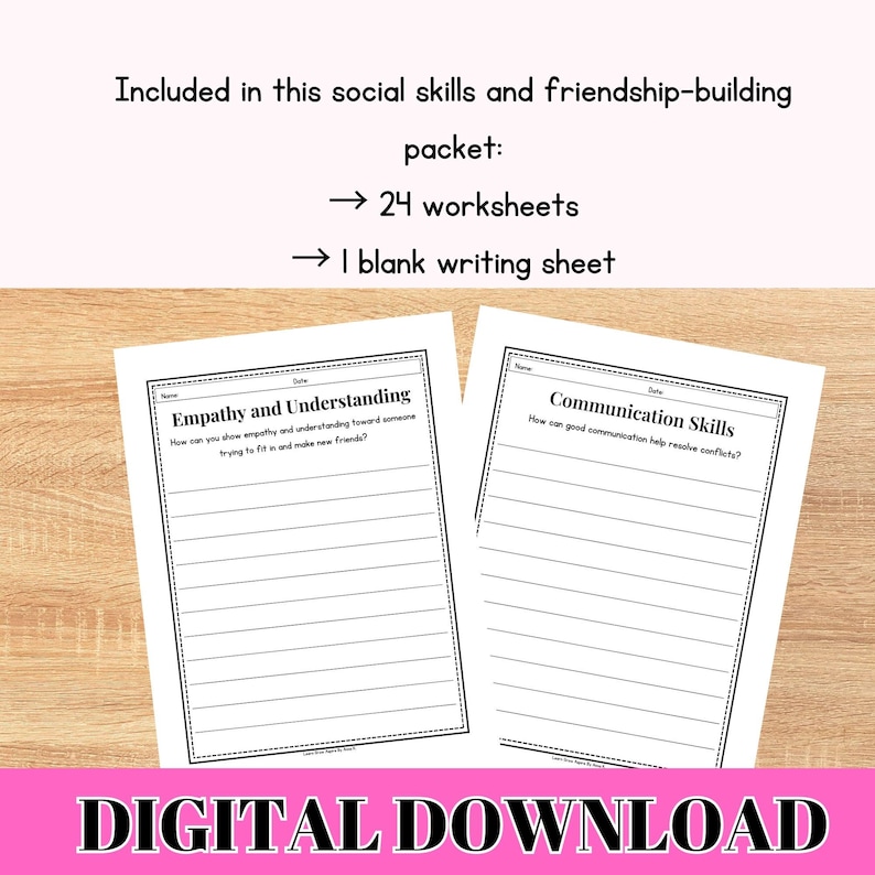 Friendship Skills Worksheets: Social Skills & Relationships (printable ...