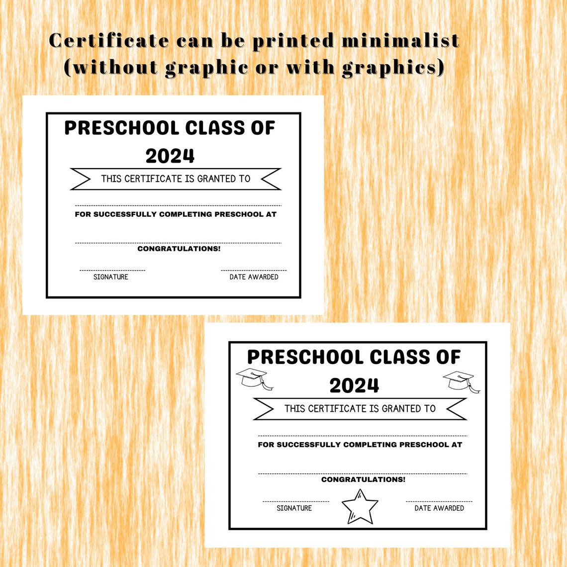 PRESCHOOL Graduation Certificate PRINTABLE, Last Day of Preschool 2024 ...