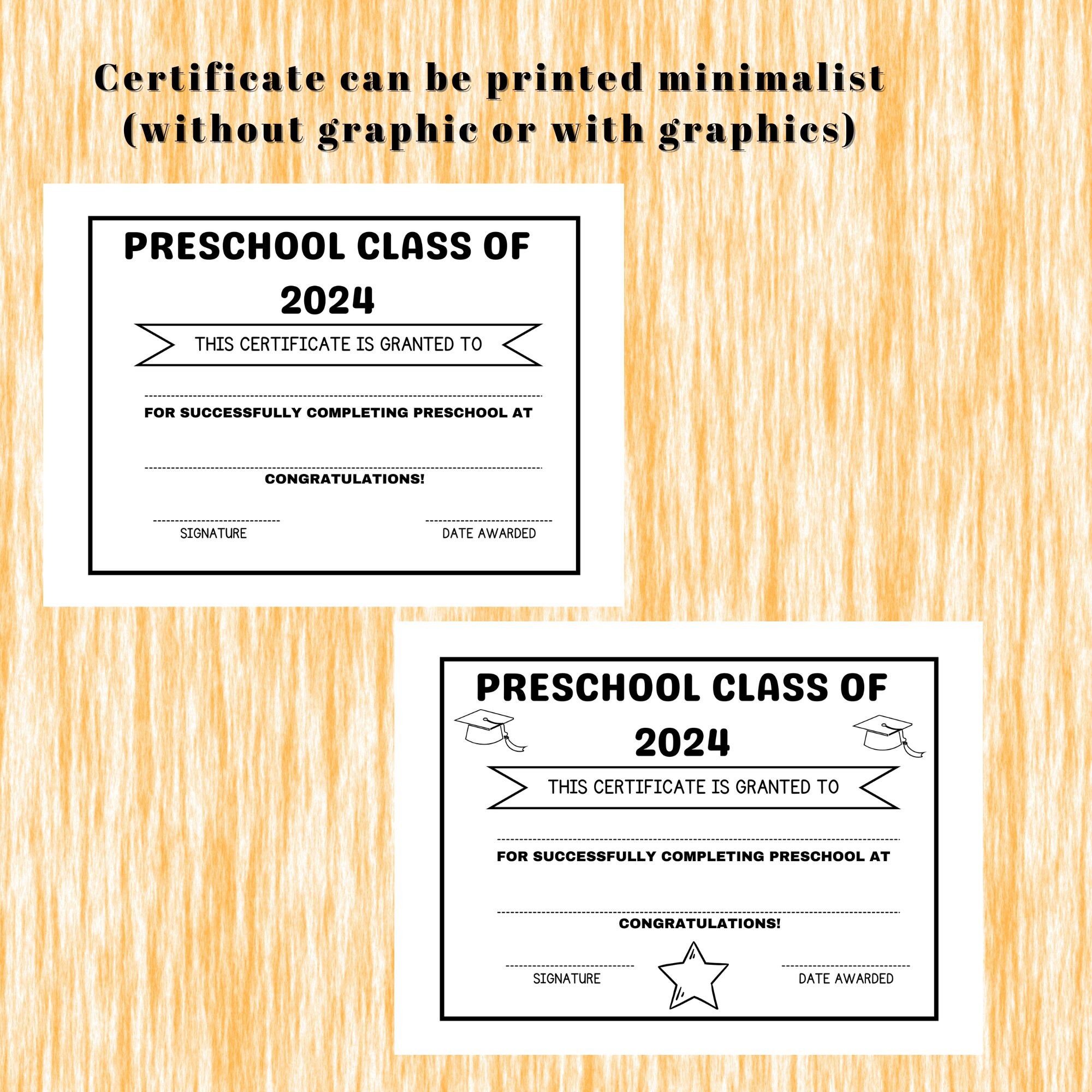 PRESCHOOL Graduation Certificate PRINTABLE, Last Day of Preschool 2024 ...
