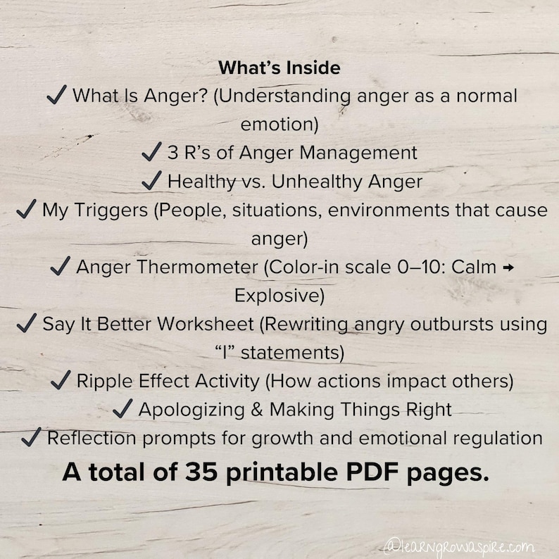 Teen Anger Management Worksheets: Therapy Workbook Bundle (PDF Download ...