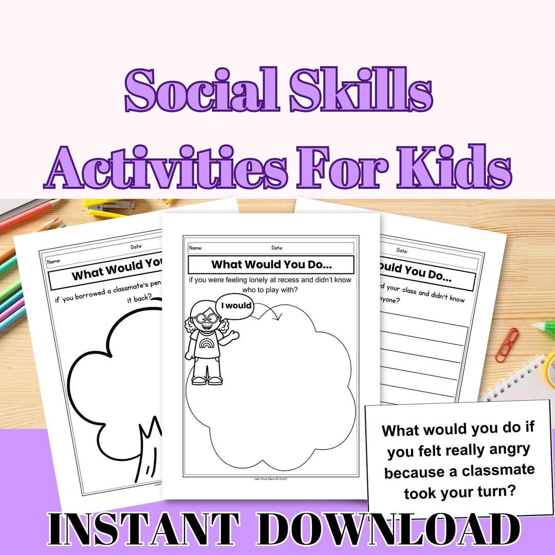 Social Skills Activities: Scenarios & Flashcards (printable Worksheets ...