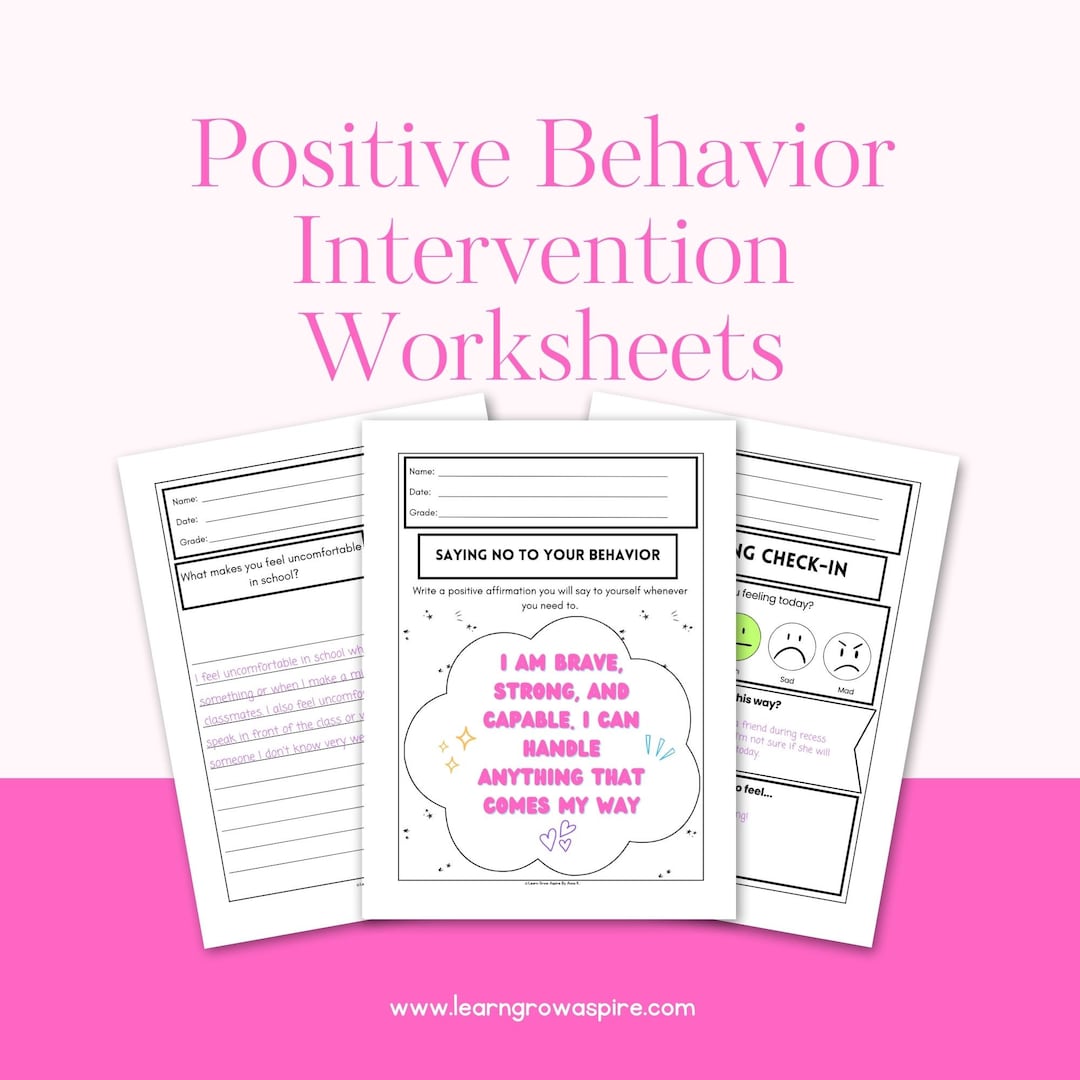 Positive Behavior Intervention Worksheets, Students Behavior Reflection ...