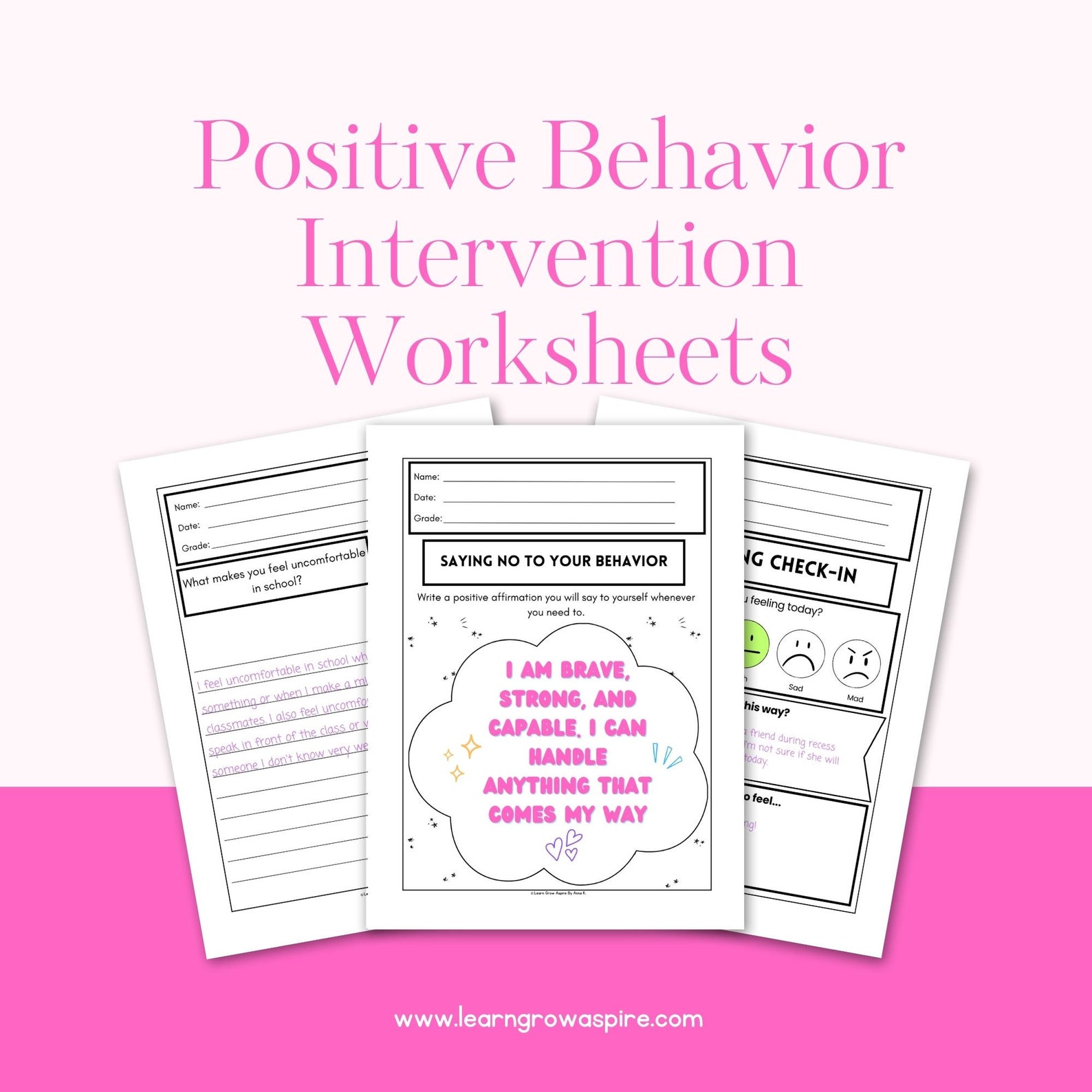Positive Behavior Intervention Worksheets, Students Behavior Reflection ...