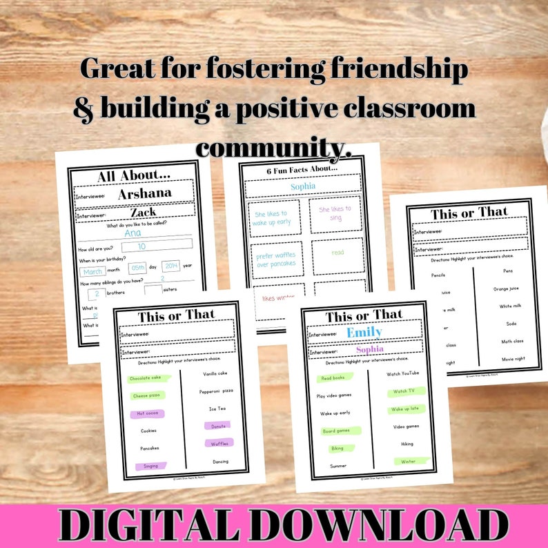 Interview A Friend Worksheets, Back to School Interview A Friend ...