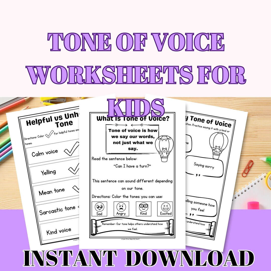 Tone of Voice Worksheets for Kids Pdf Printable - Etsy UK