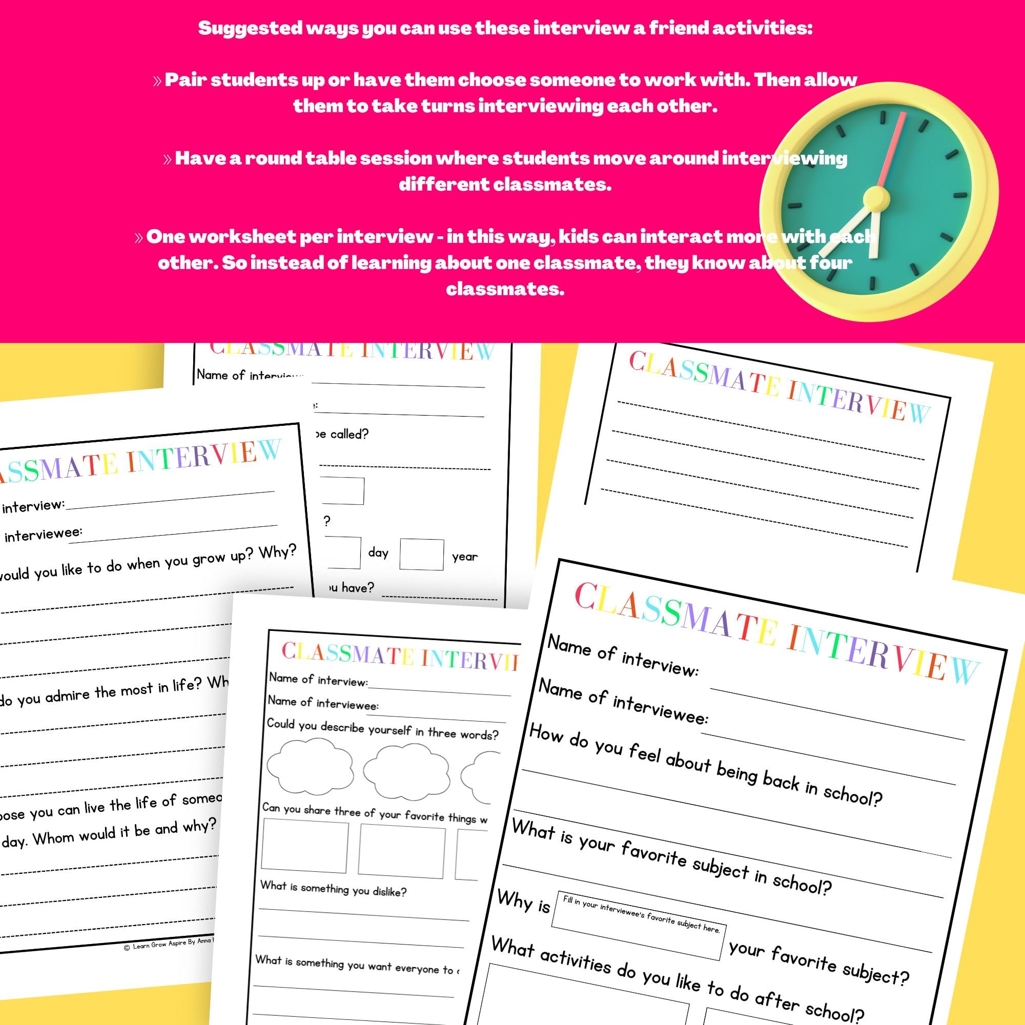 Interview A Friend Worksheets, Back to School Interview A Friend ...