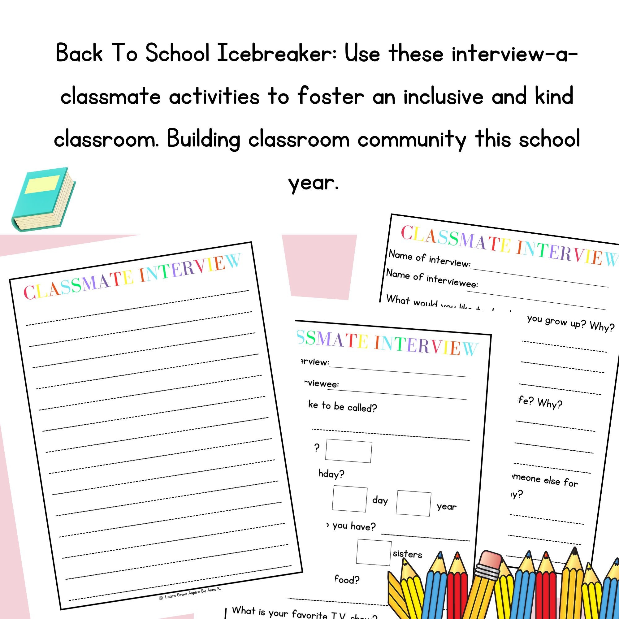 Interview A Friend Worksheets, Back to School Interview A Friend ...