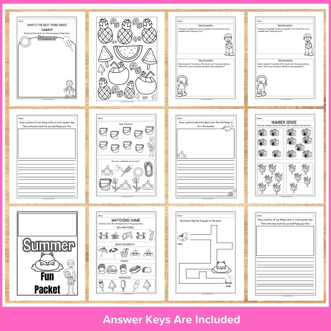 45 Fun Summer Activities, Kindergarten, First Grade Summer Packet ...