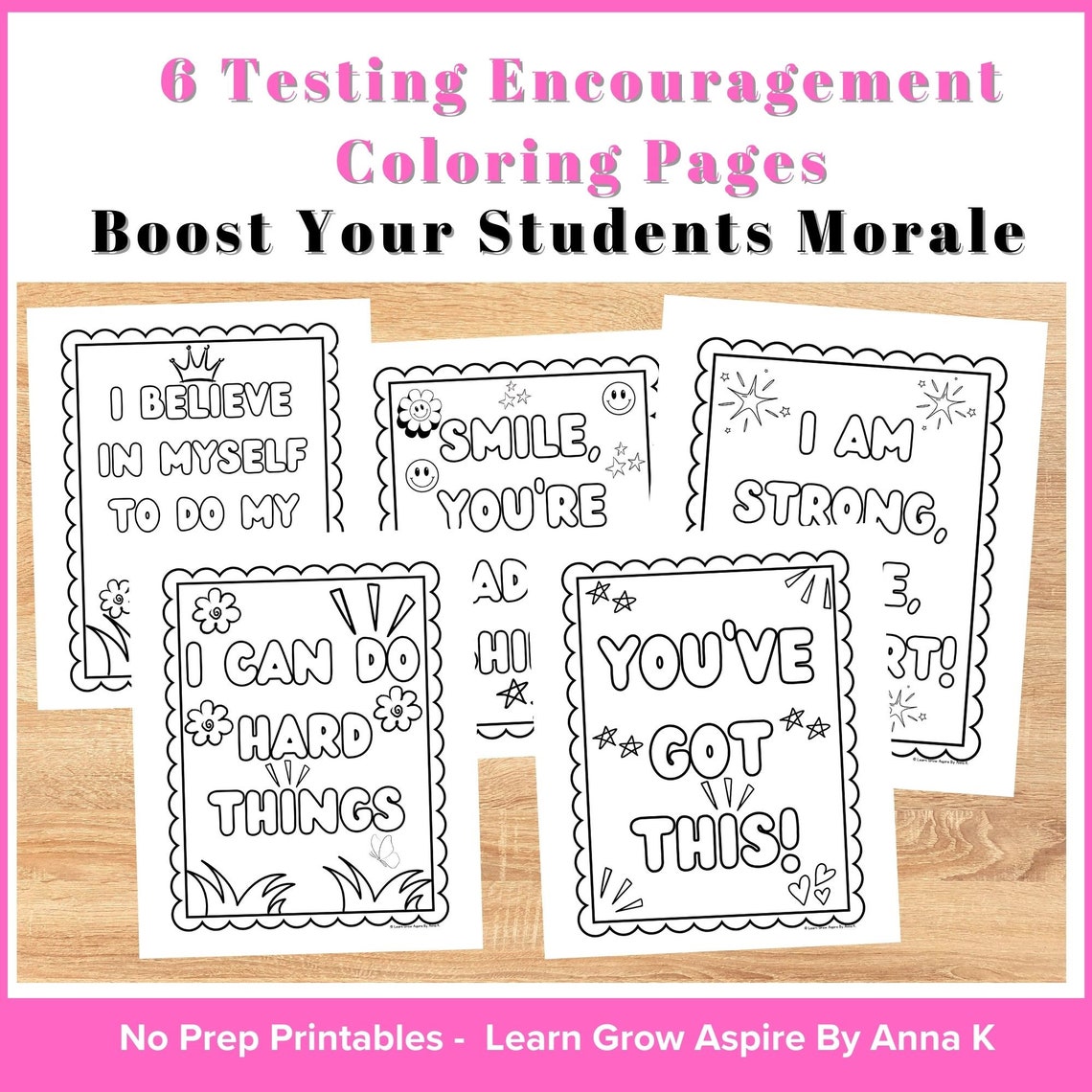 Test Motivation Cards & Coloring Pages: Student Encouragement Notes ...