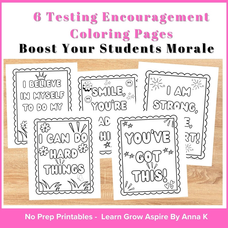 Test Motivation Cards & Coloring Pages: Student Encouragement Notes ...