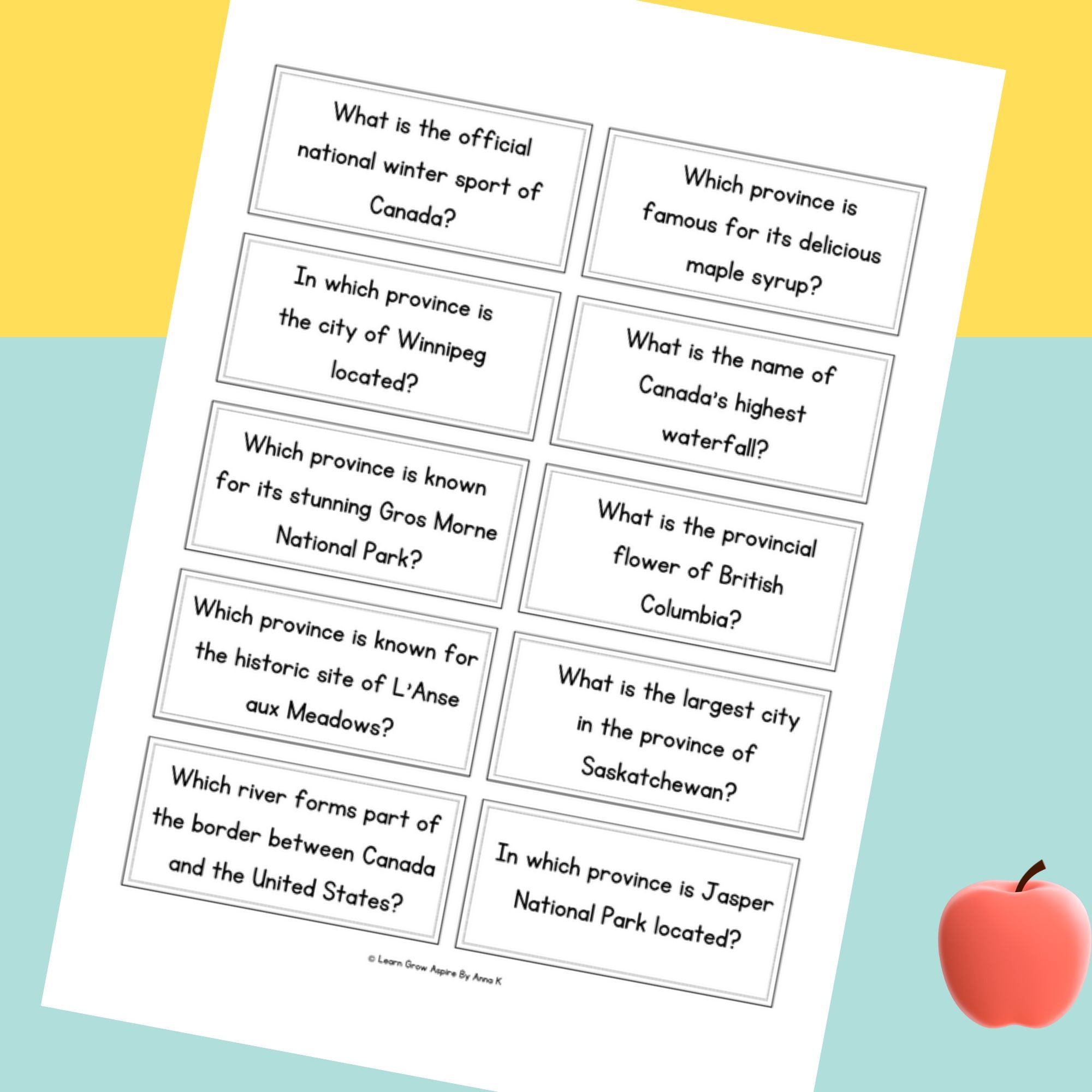 Canadian Geography Worksheets for Kids, Canadian Geography Trivia ...