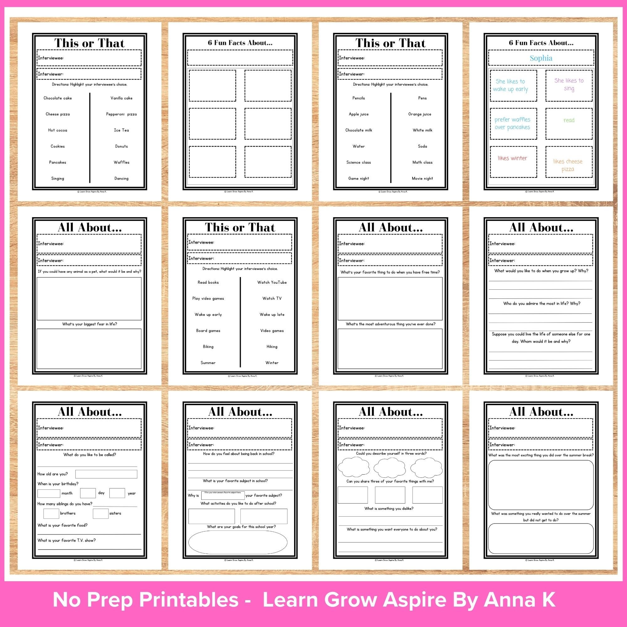 Interview a Friend Worksheets: Classroom Community Building (printable ...