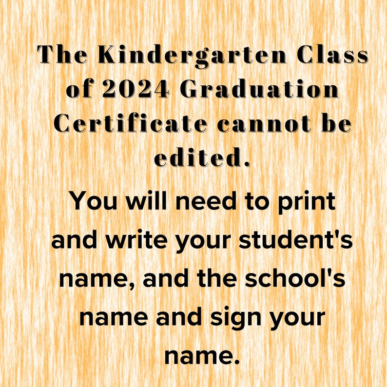 Printable Kindergarten Graduate Certificate, Kindergarten Class of 2024 ...