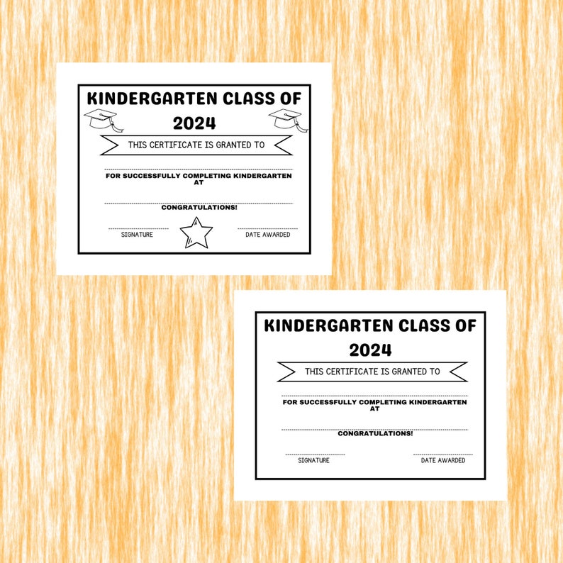 Printable Kindergarten Graduate Certificate, Kindergarten Class of 2024 ...