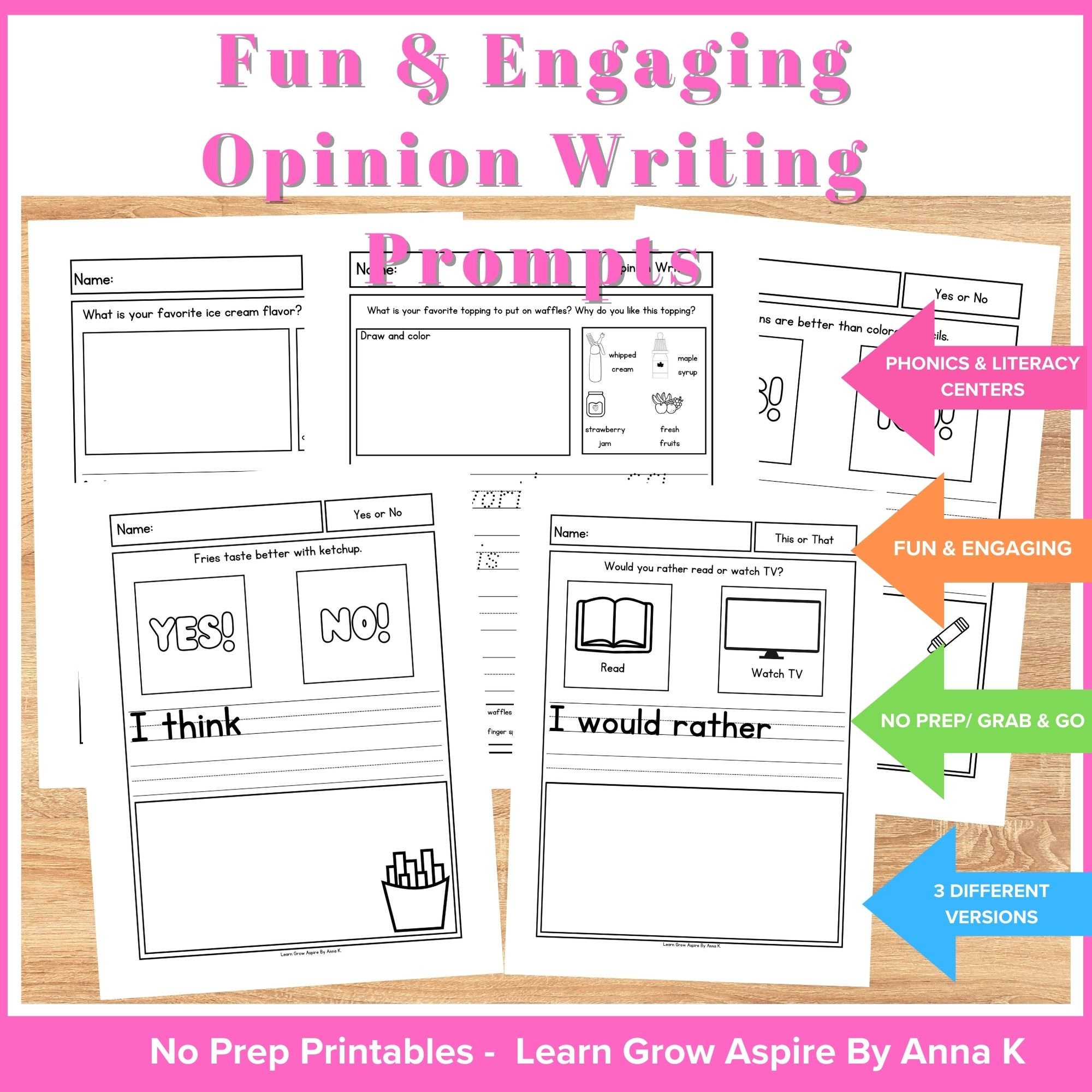 30 Opinion Writing Prompts for Kindergarten, First Grade, and Second ...