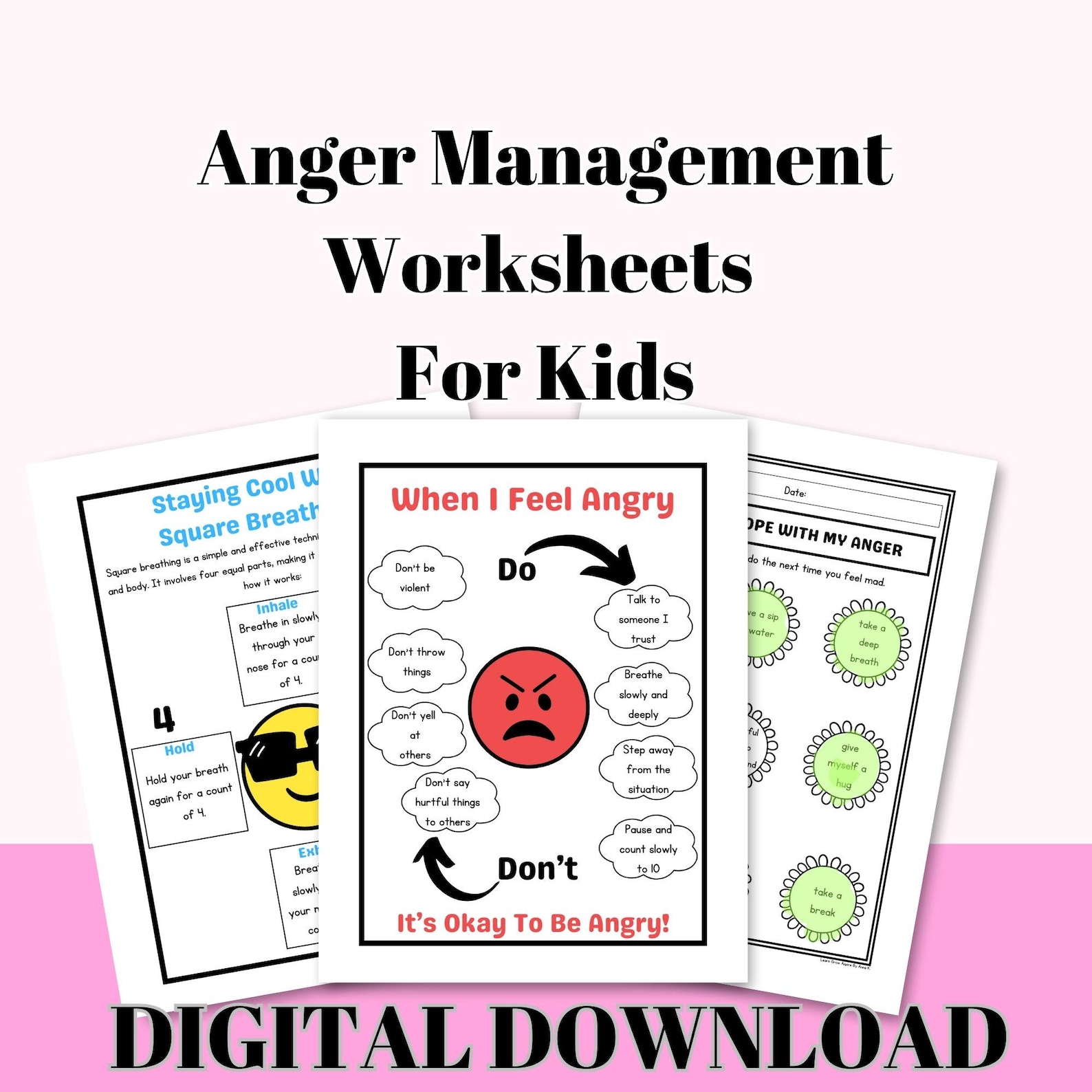 Anger Management for Kids Worksheets, Emotional Regulation Worksheets ...