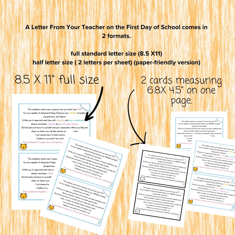 Back to School Encouragement, First Day of School Letter From Teacher ...