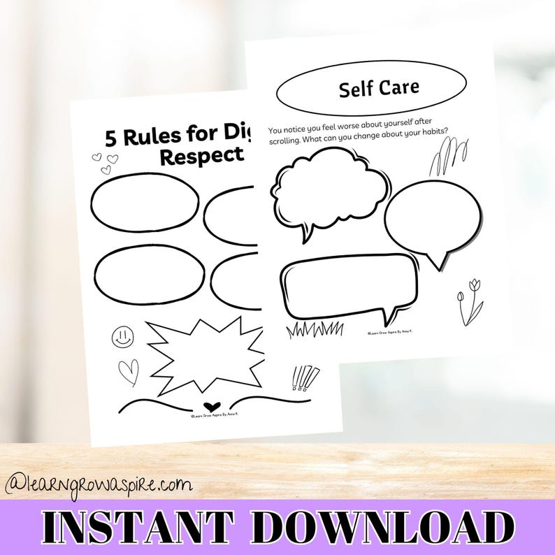 Teen Social Media Safety Worksheets: Cyberbullying, Etiquette (PDF ...