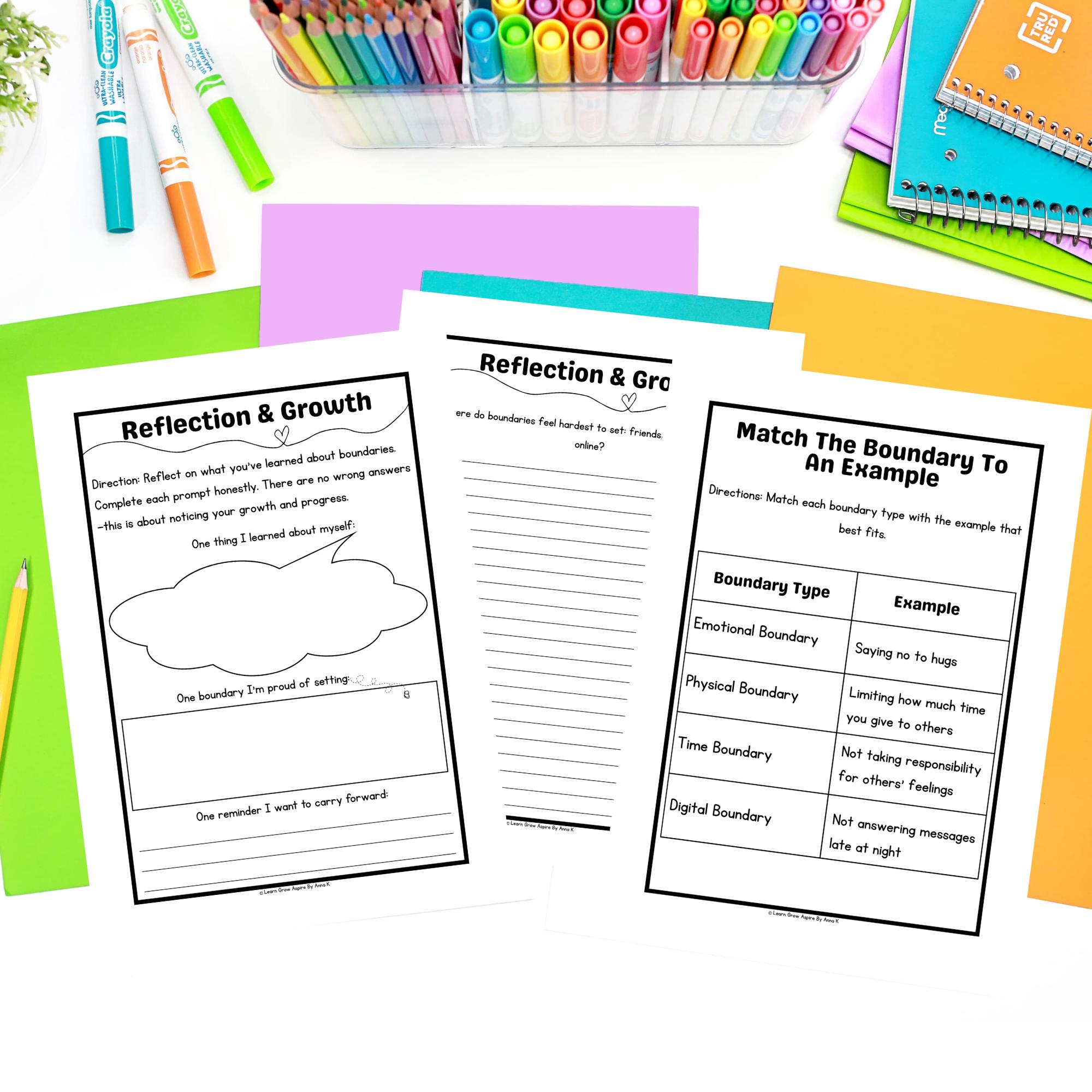 Setting Boundaries for Teens Worksheets Printable PDF Healthy ...